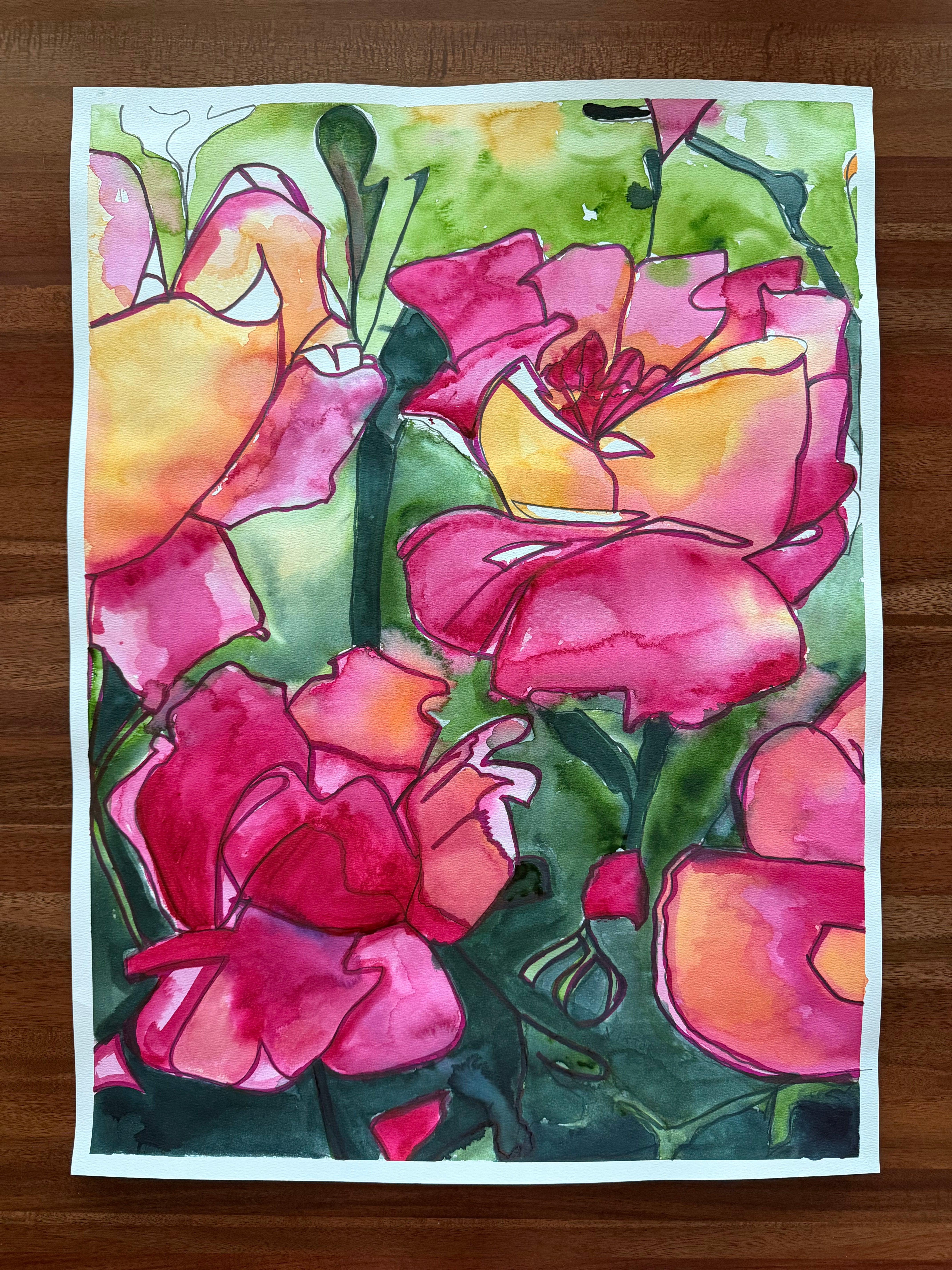 Pink Perfection - ORIGINAL Watercolor artwork 22x30” – Vichy's Art