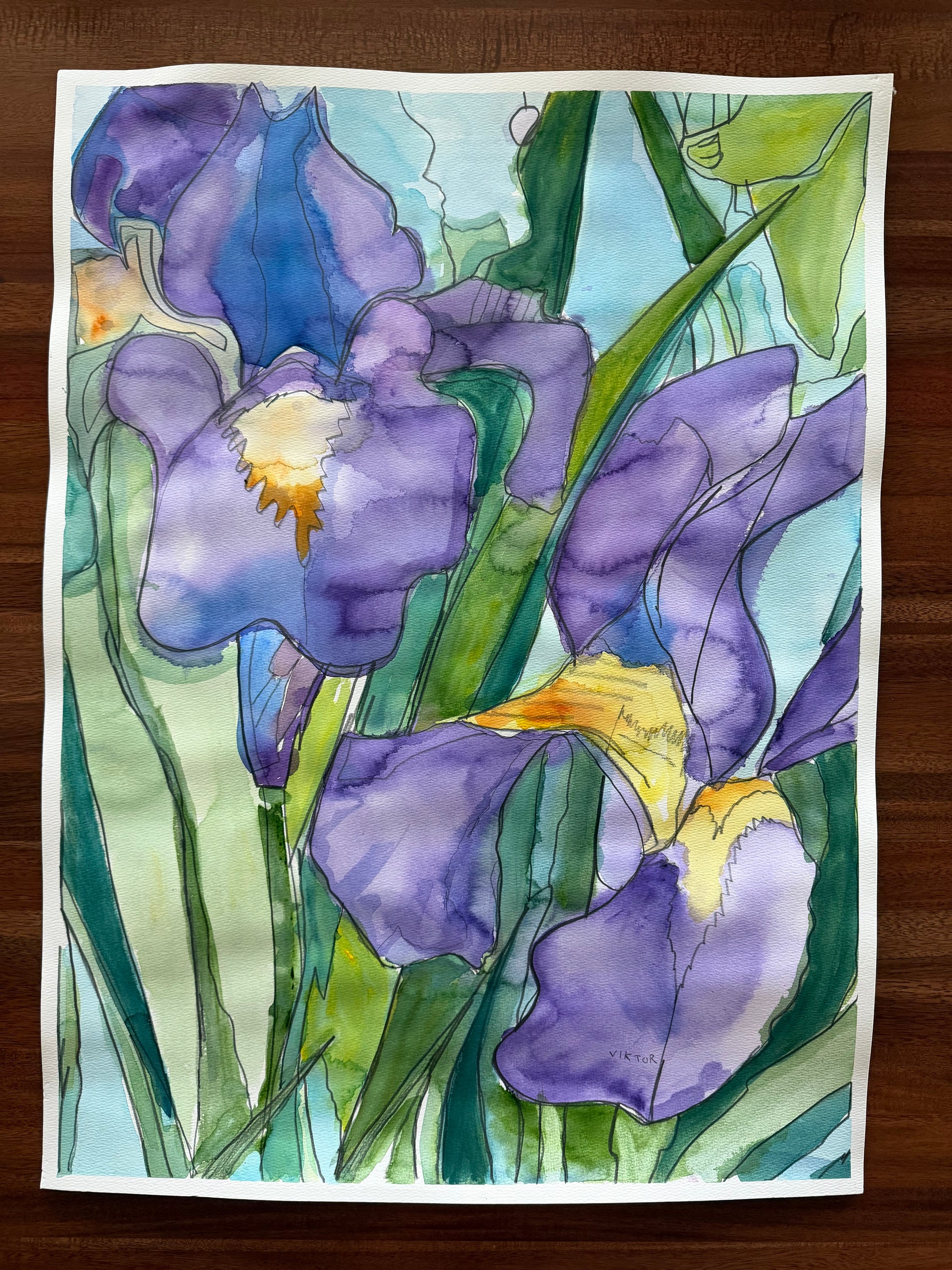 Purple Iris - ORIGINAL Watercolor artwork 22x30” – Vichy's Art